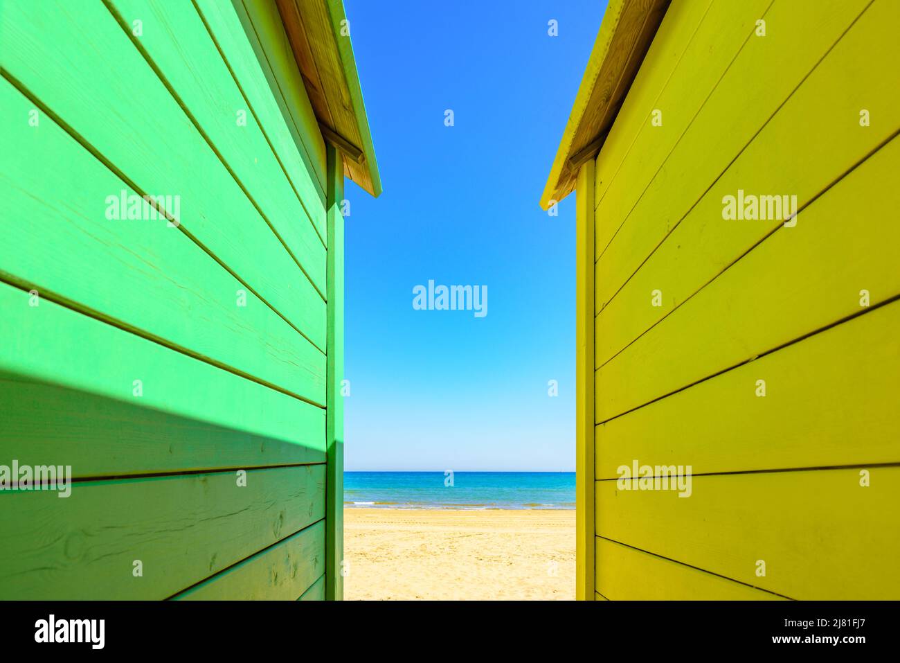 Colourful beach landscape by the sea Stock Photo - Alamy