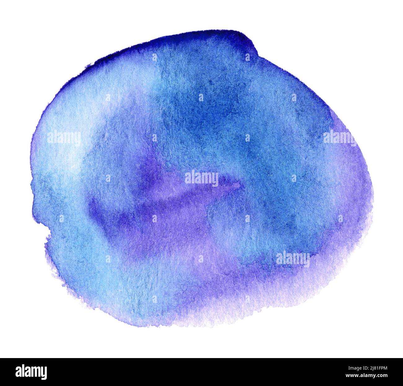 Abstract blue watercolor shape as a background isolated on white ...