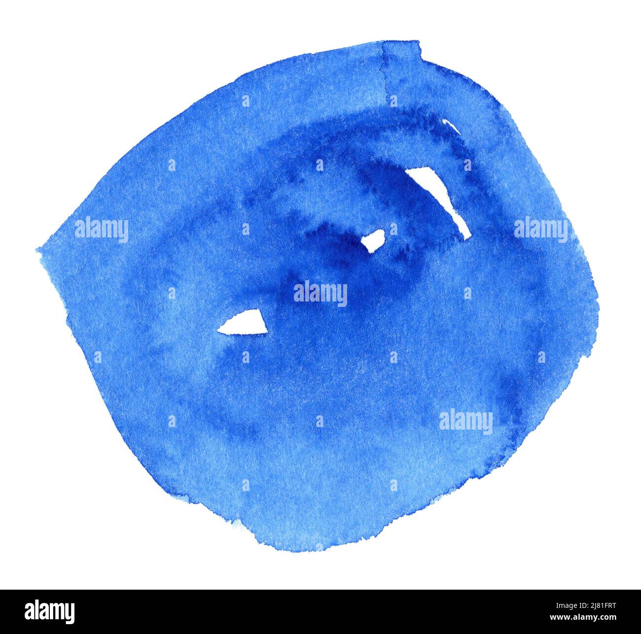 Abstract blue watercolor shape as a background isolated on white ...