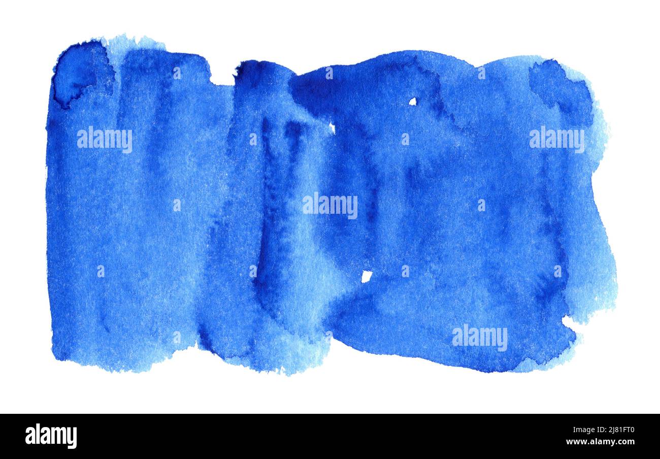 Abstract blue watercolor shape as a background isolated on white ...