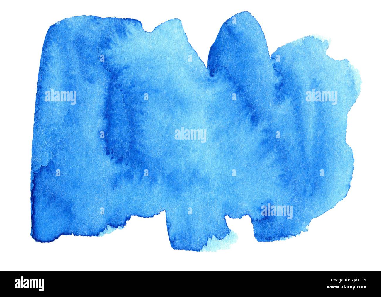 Abstract blue watercolor shape as a background isolated on white ...