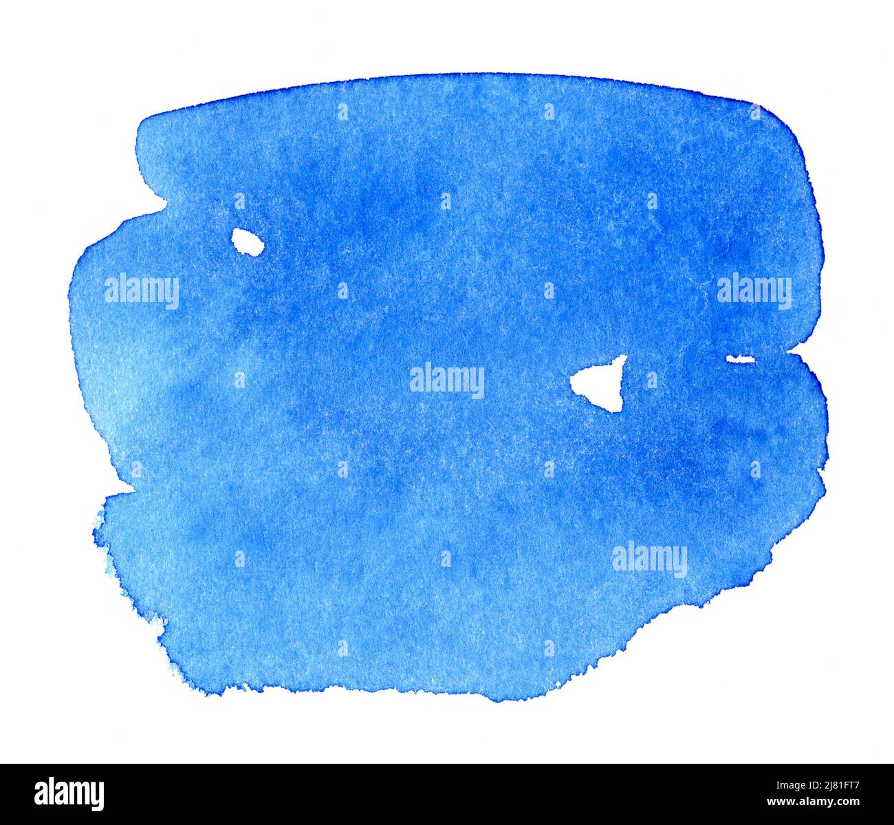 Abstract blue watercolor shape as a background isolated on white ...