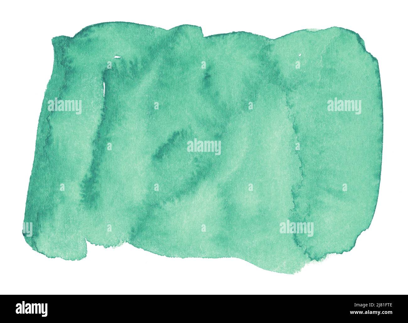 Abstract mint green watercolor shape. Watercolor hand drawn stain ...