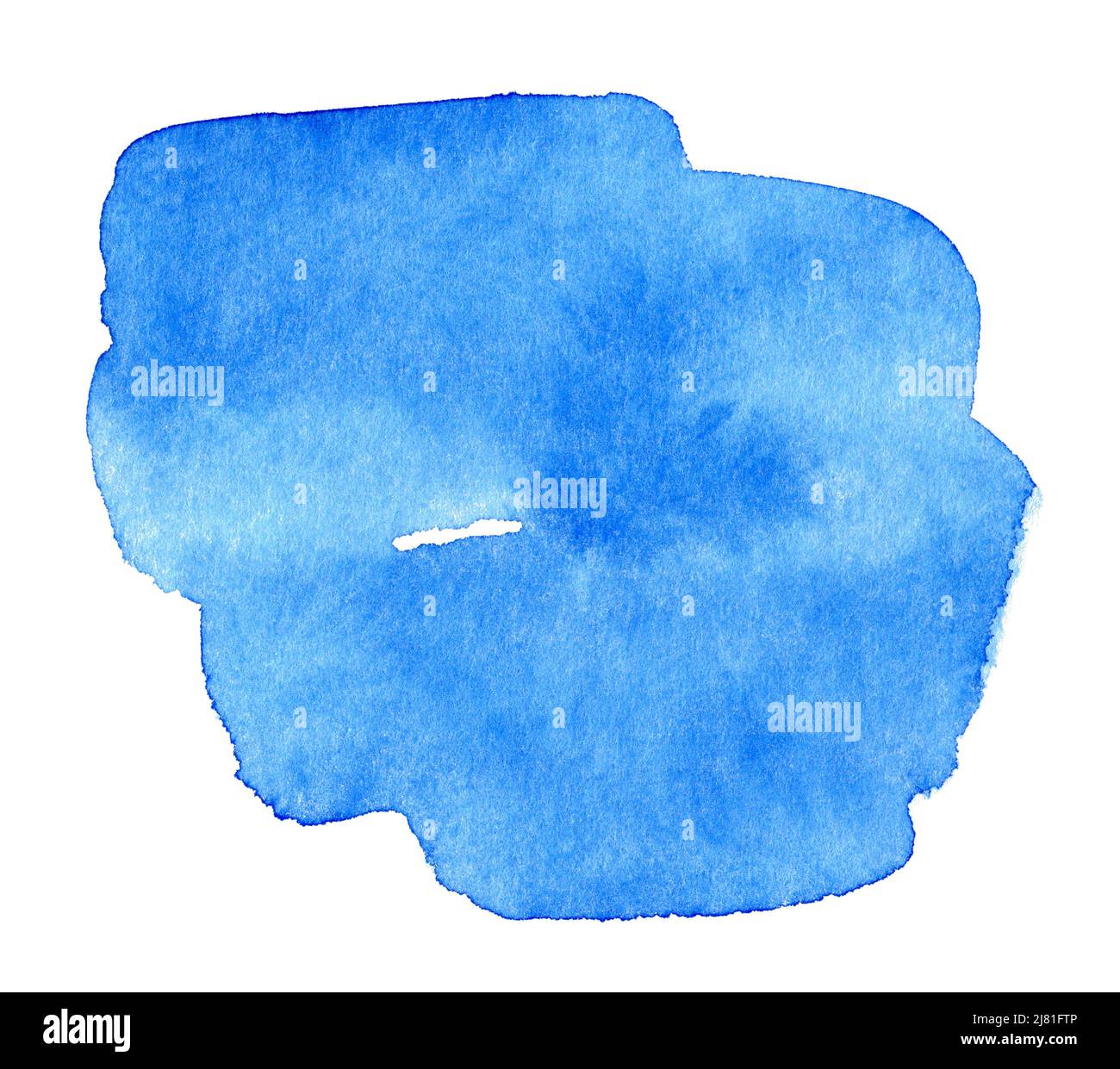 Abstract blue watercolor shape as a background isolated on white ...