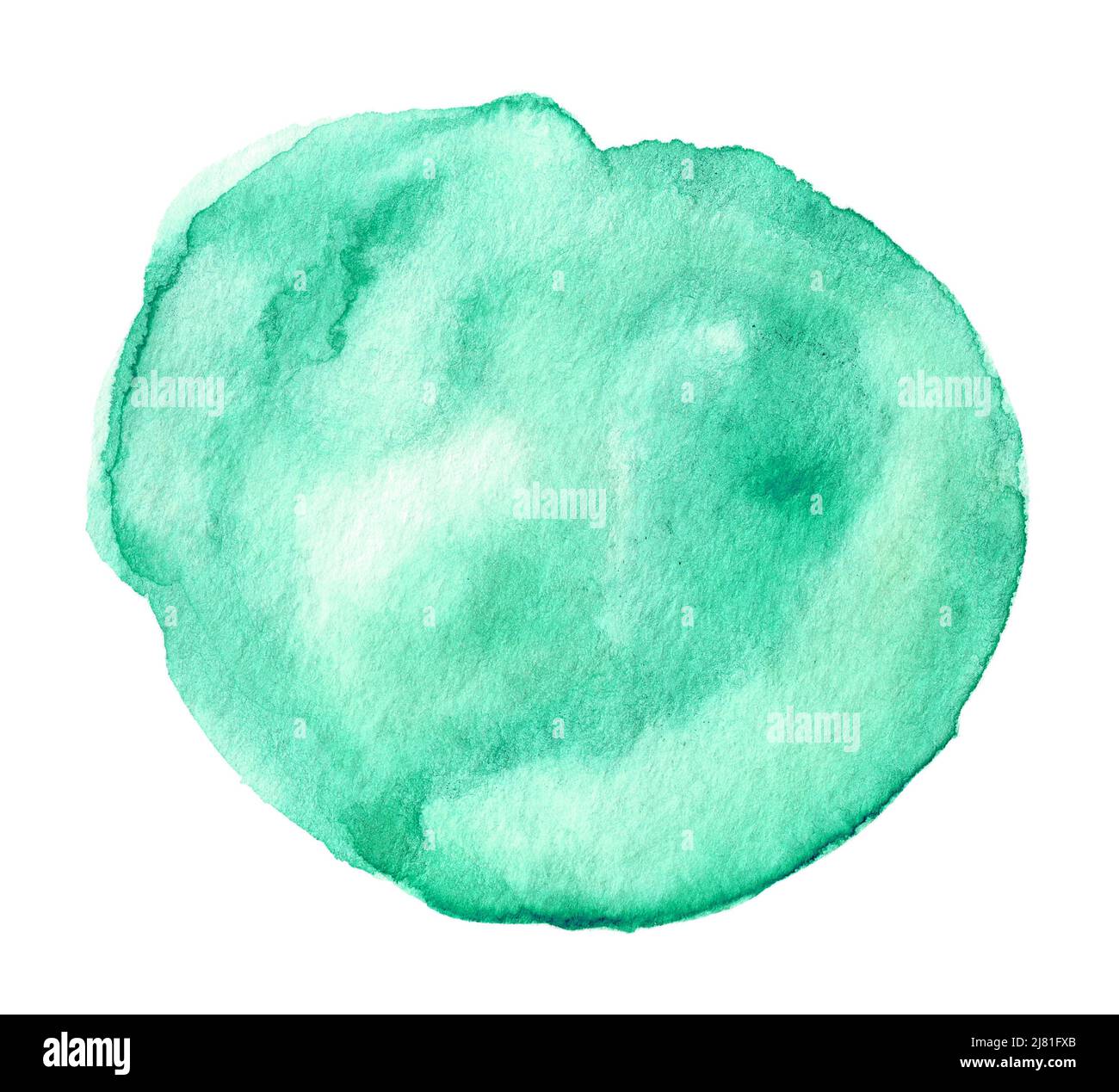 Abstract mint green watercolor shape. Watercolor hand drawn stain ...