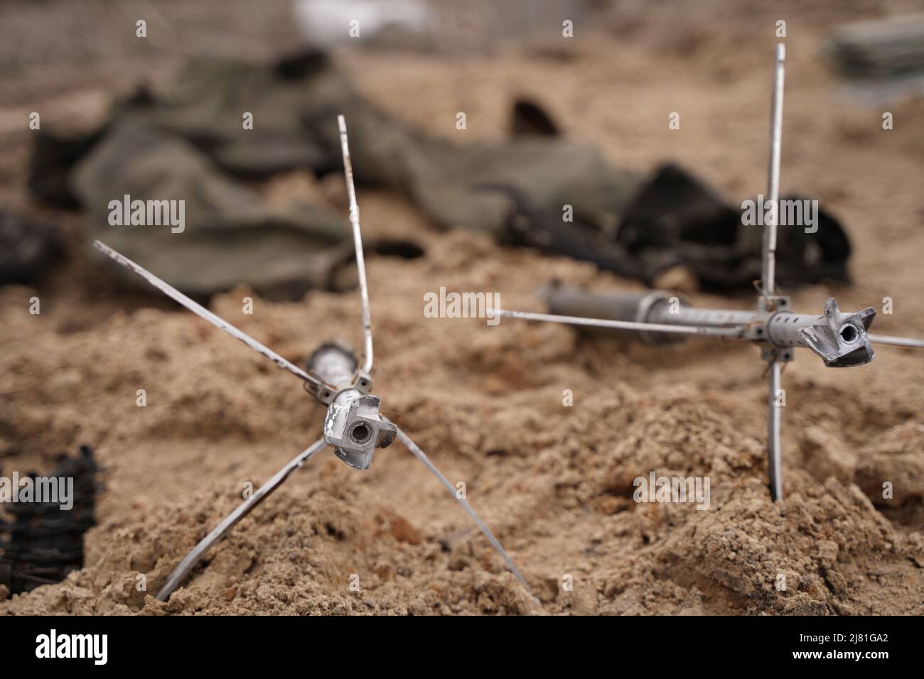 Demining by troops of the territory. Many mines, shells, artillery ...