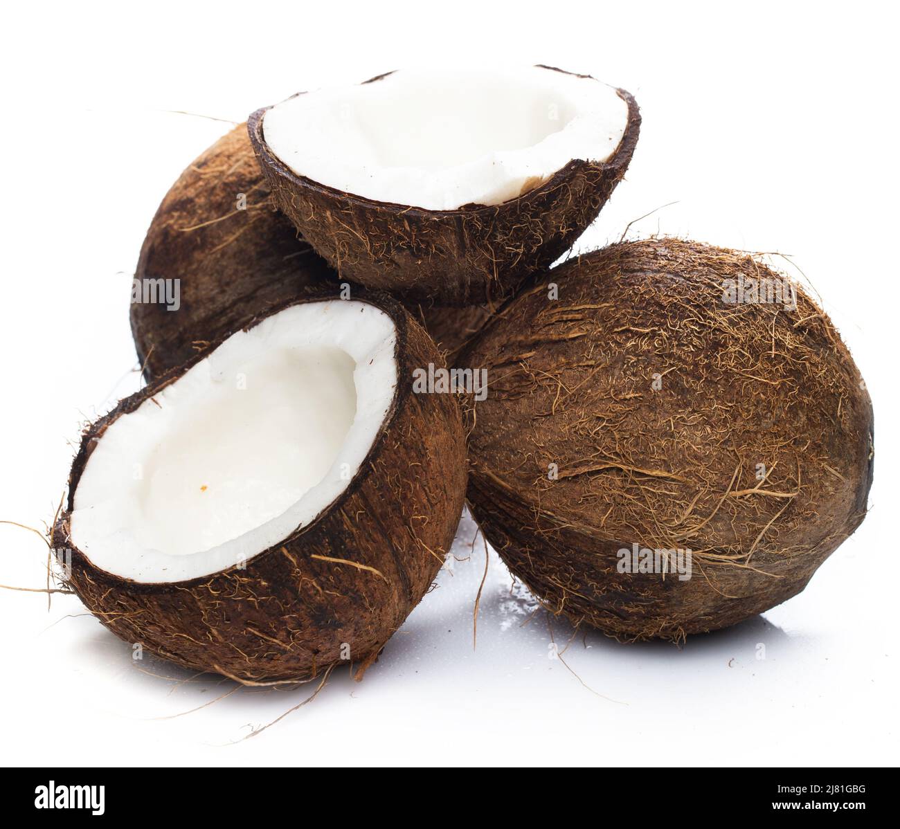 Fresh tropical fruits coconuts on white background Stock Photo - Alamy