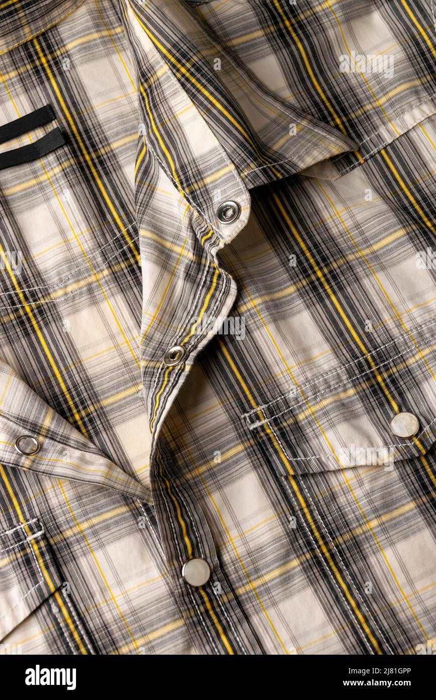Classic geometric tweed shirt fabric in gray and yellow Stock Photo - Alamy