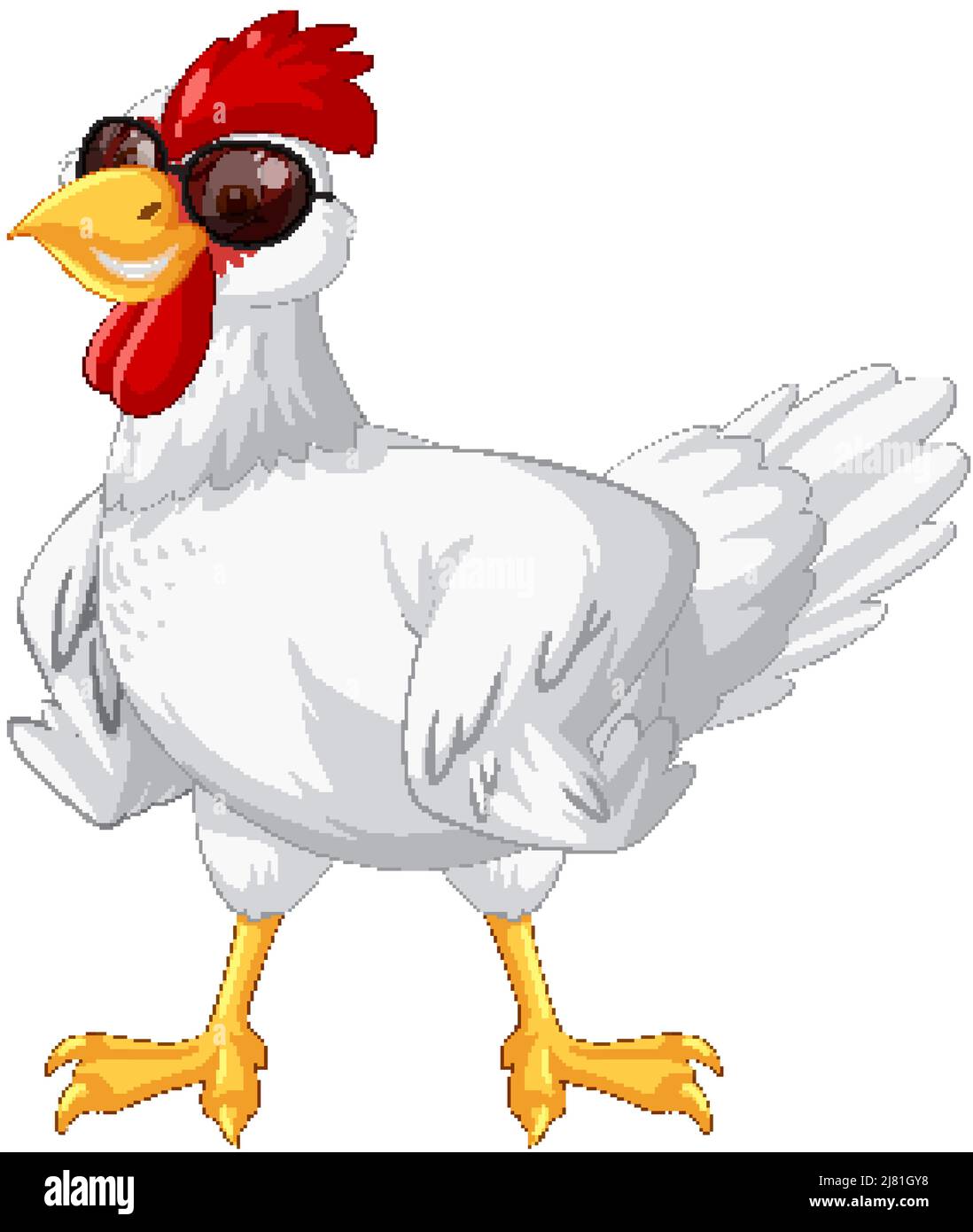 White chicken wearing sunglasses cartoon character illustration Stock ...