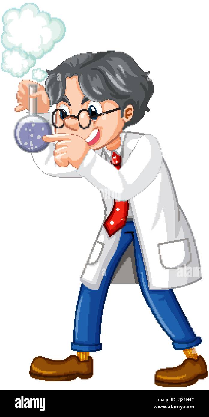 A chemist holding beaker on white background illustration Stock Vector ...