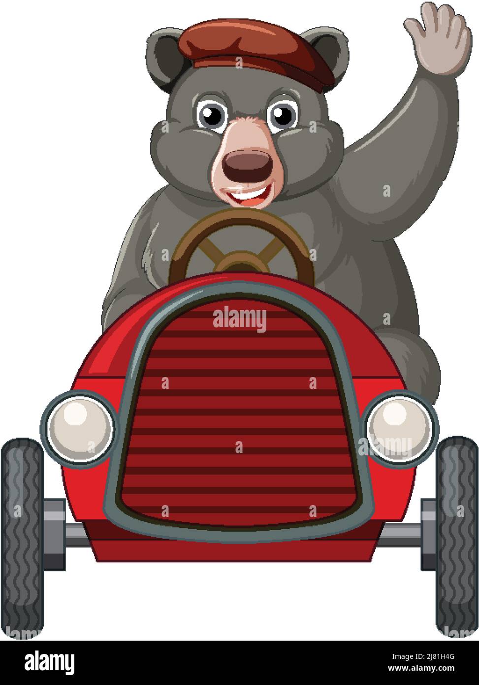 Funny bear cartoon character on white background illustration Stock ...