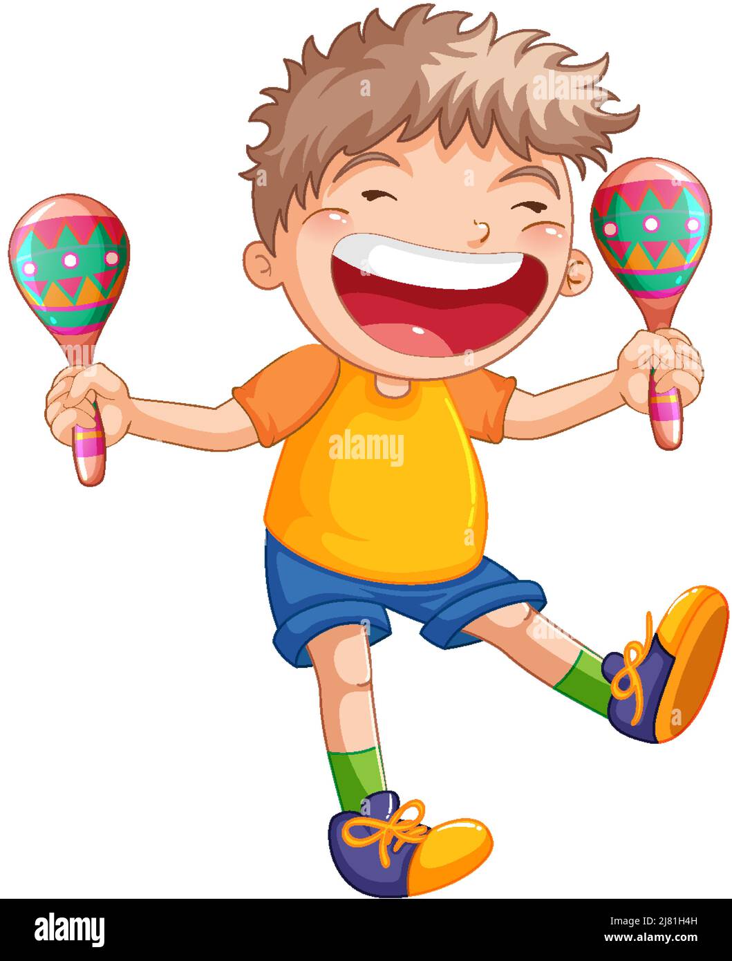 Happy boy with shakers illustration Stock Vector Image & Art - Alamy