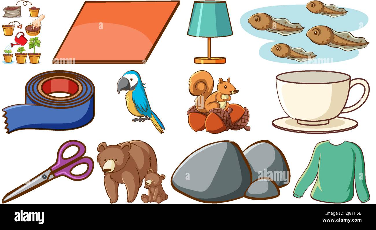 Cute animals and other objects illustration Stock Vector Image & Art ...