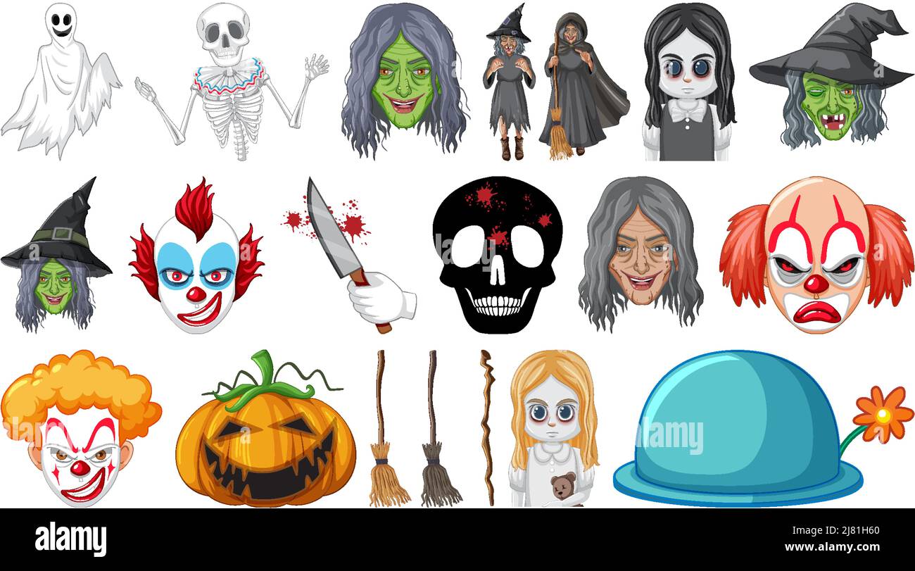 Halloween set with scary monsters illustration Stock Vector Image & Art ...
