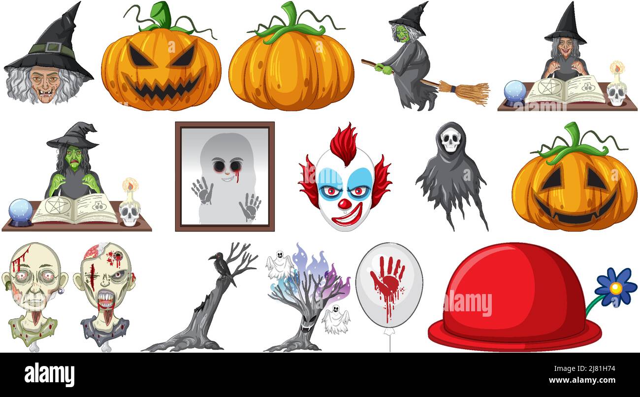Halloween set with scary monsters illustration Stock Vector Image & Art ...