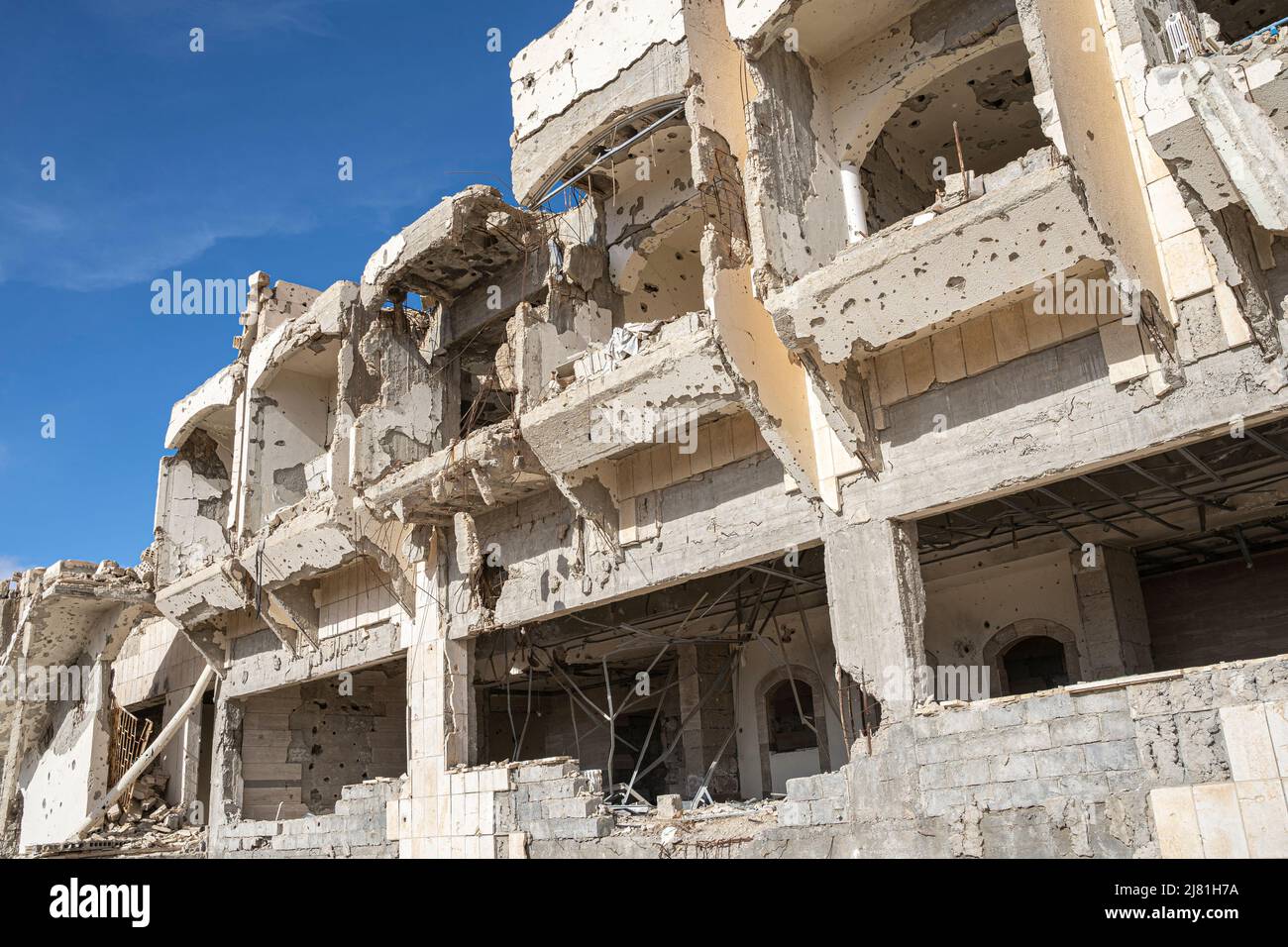 A view shows the destroyed Safir hotel, Maaloula, Syria Stock Photo - Alamy