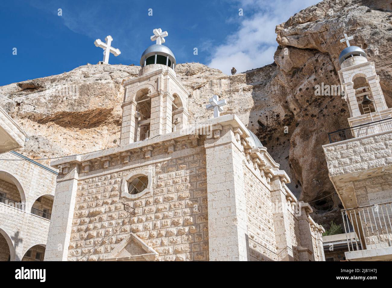 St. Thecla Monastery in the Christian village of Maaloula, southern ...