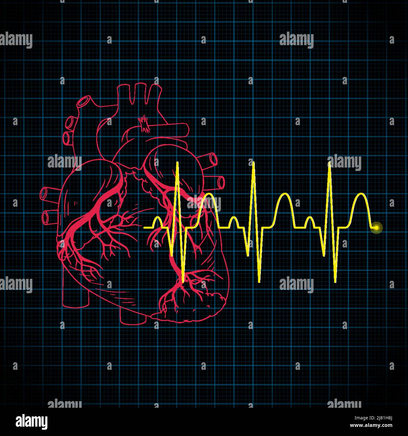 Heartbeat with heart rate graph illustration Stock Vector Image & Art ...