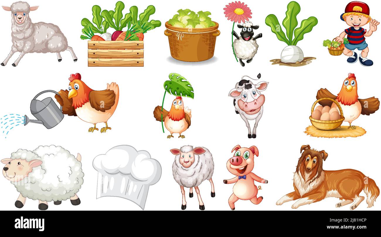 Boy with farm animals Cut Out Stock Images & Pictures - Alamy