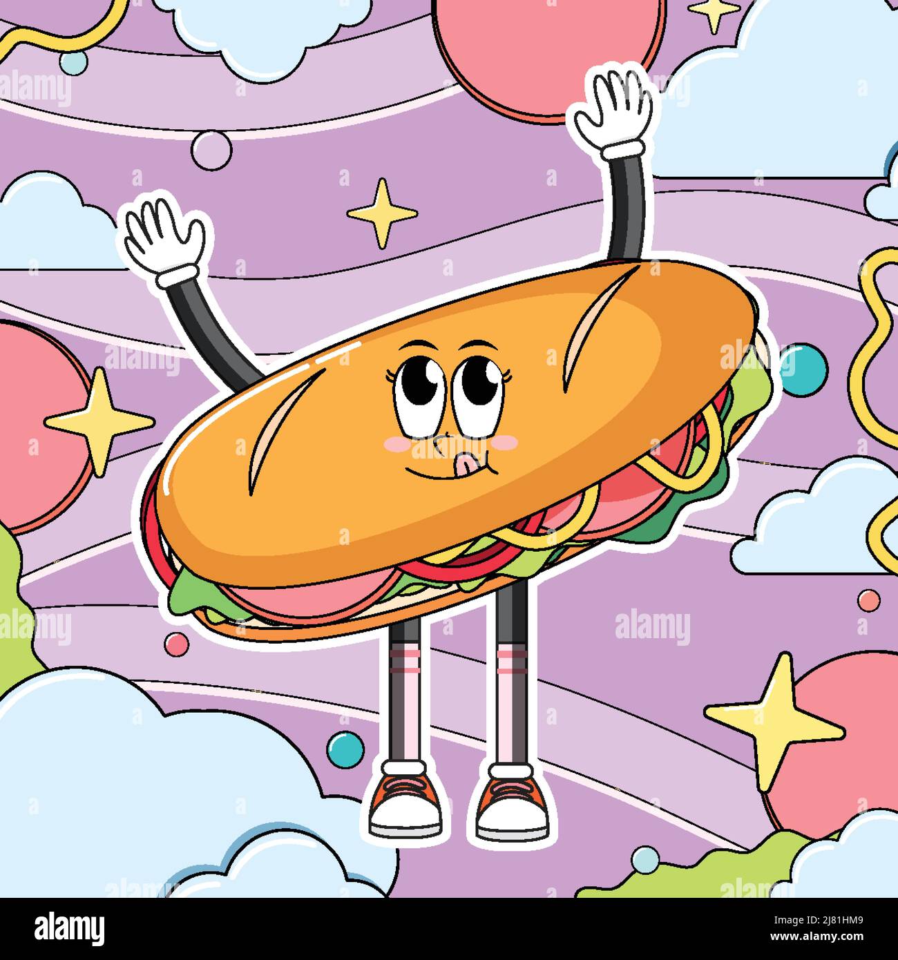 Funny sandwich cartoon character illustration Stock Vector Image & Art ...
