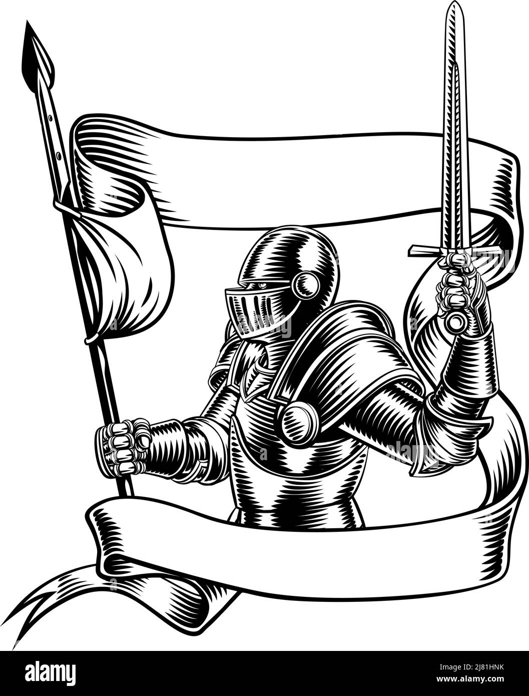 Knight With Banner Battle Flag Standard Ribbon Stock Vector Image & Art ...