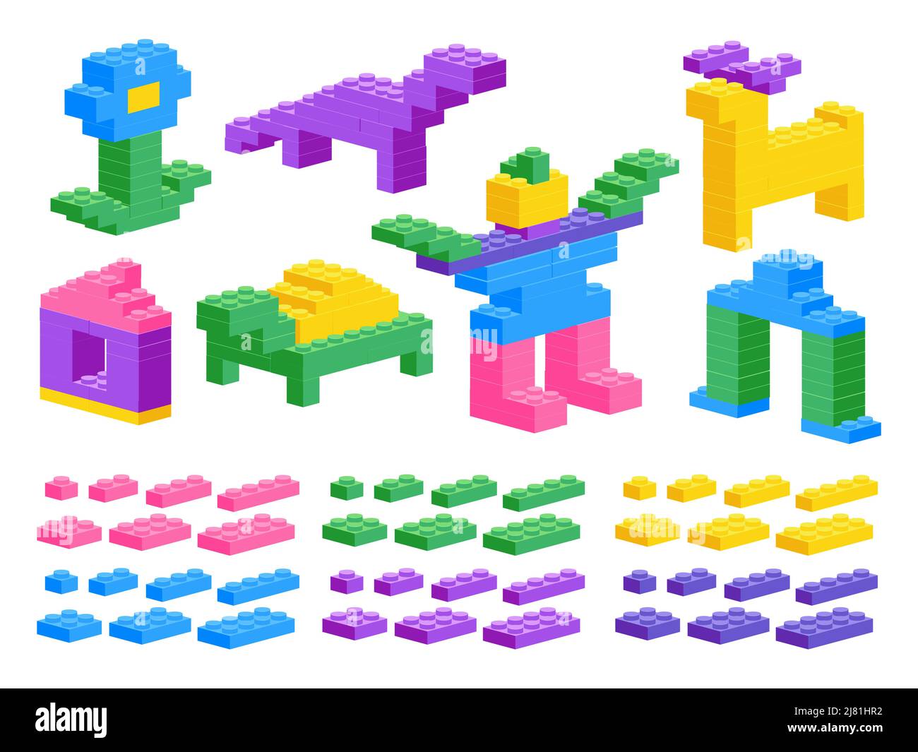 Plastic construction toy. Cartoon building blocks puzzle game ...