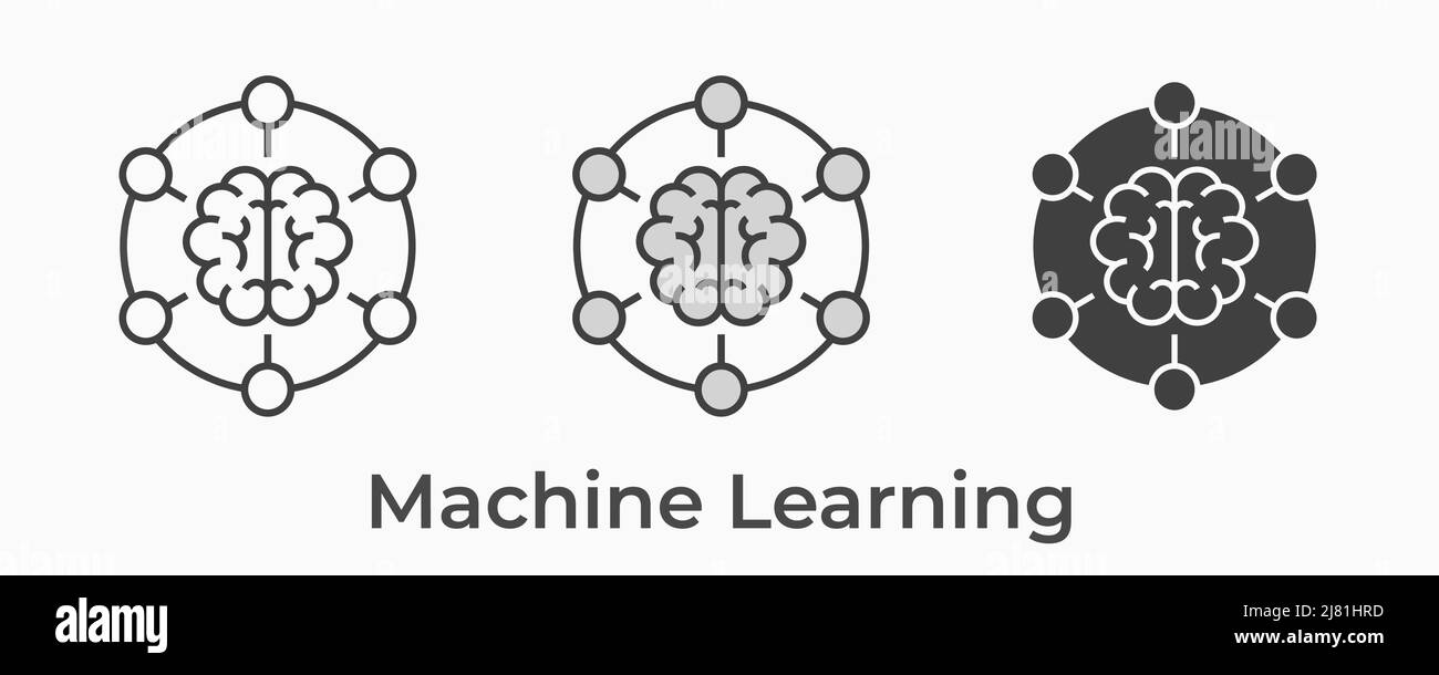 Machine learning icon. Black vector illustration isolated on white ...