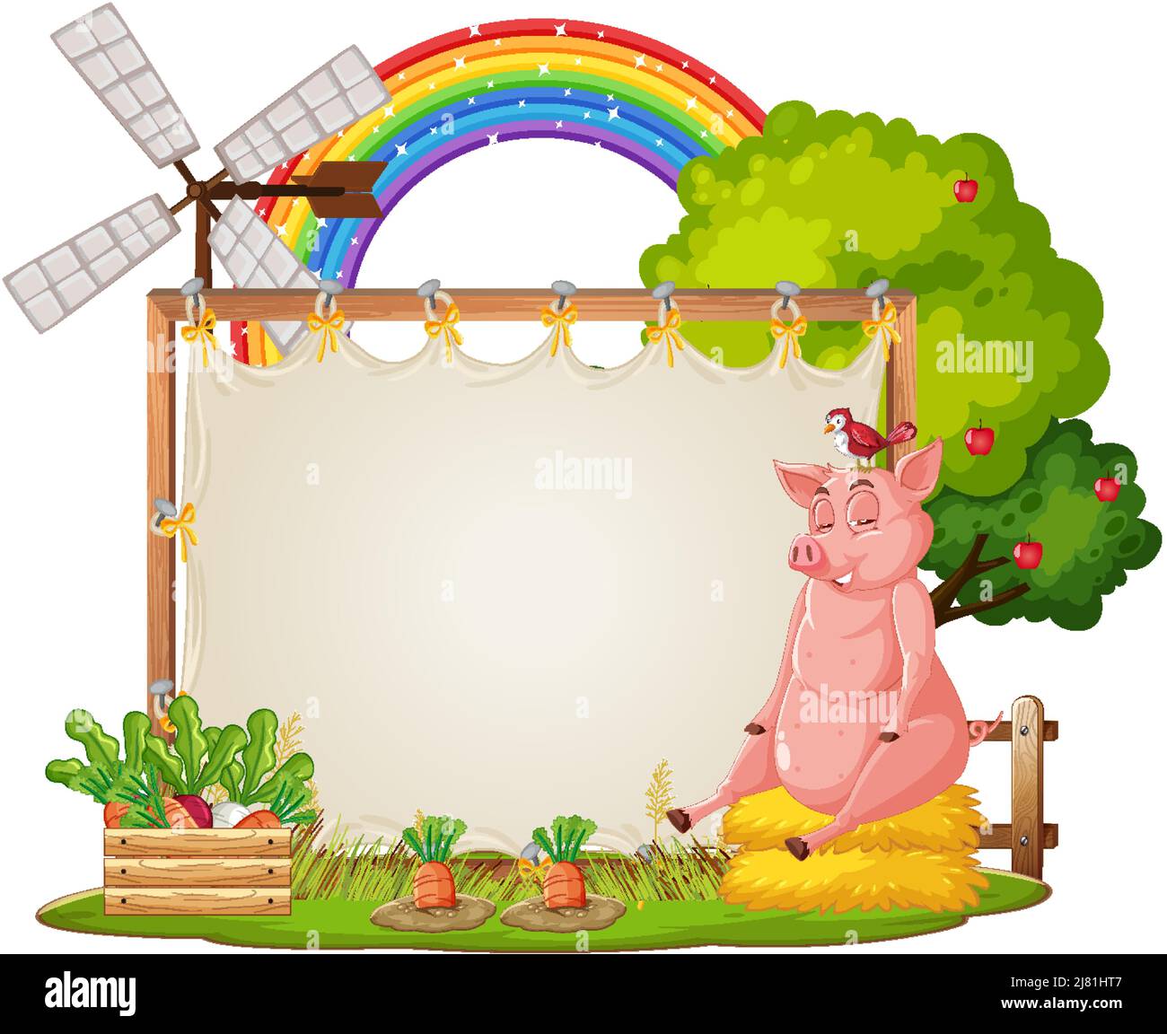 Empty banner template with farm animals illustration Stock Vector Image ...