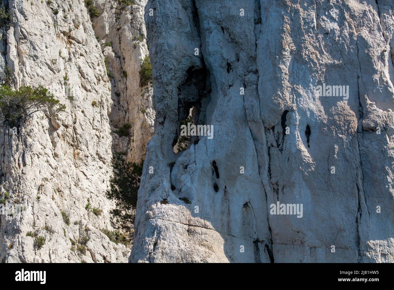 Limestone cliffs and blue sea near Cassis, boat excursion to Calanques ...