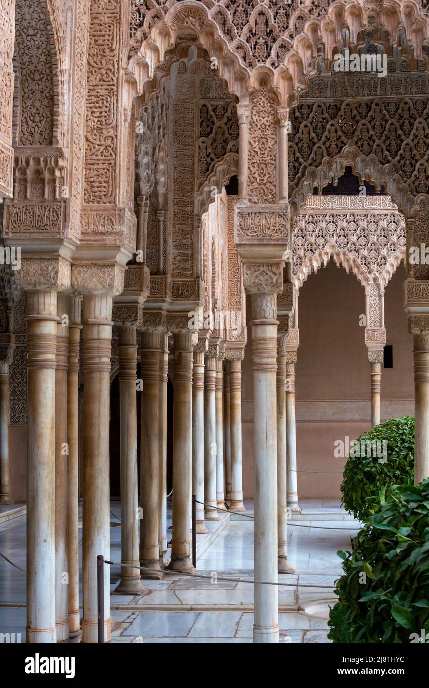 Old walls and buidings of medieval fortress Alhambra, Granada ...