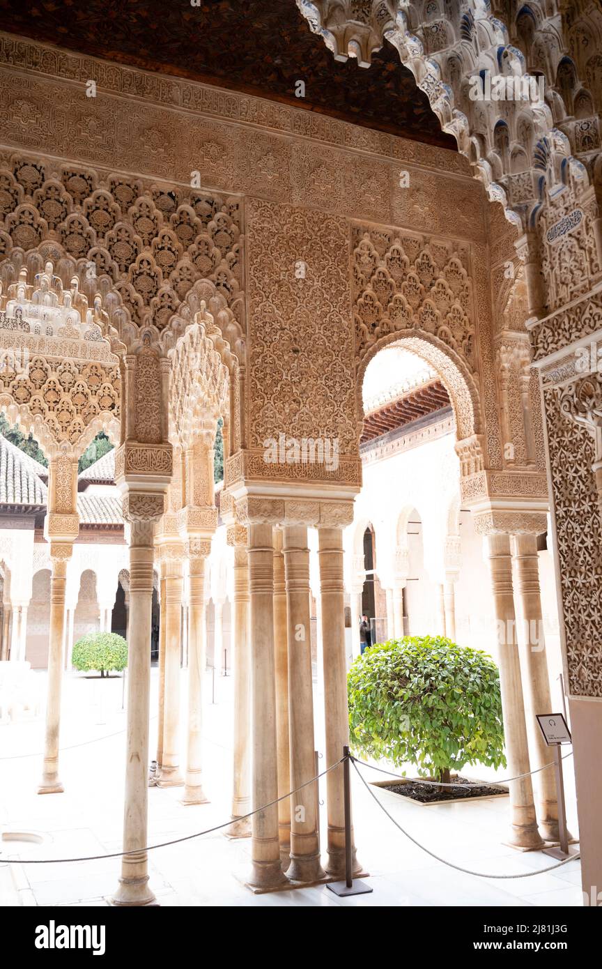 Old walls and buidings of medieval fortress Alhambra, Granada ...