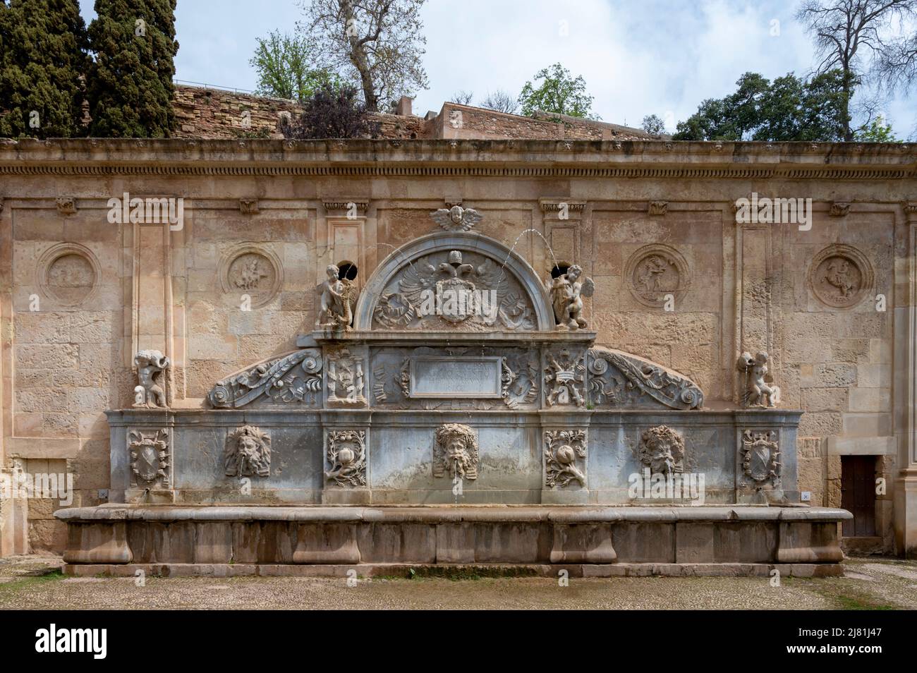 View on medieval fortress Alhambra, Granada, Andalusia, Spain in spring ...