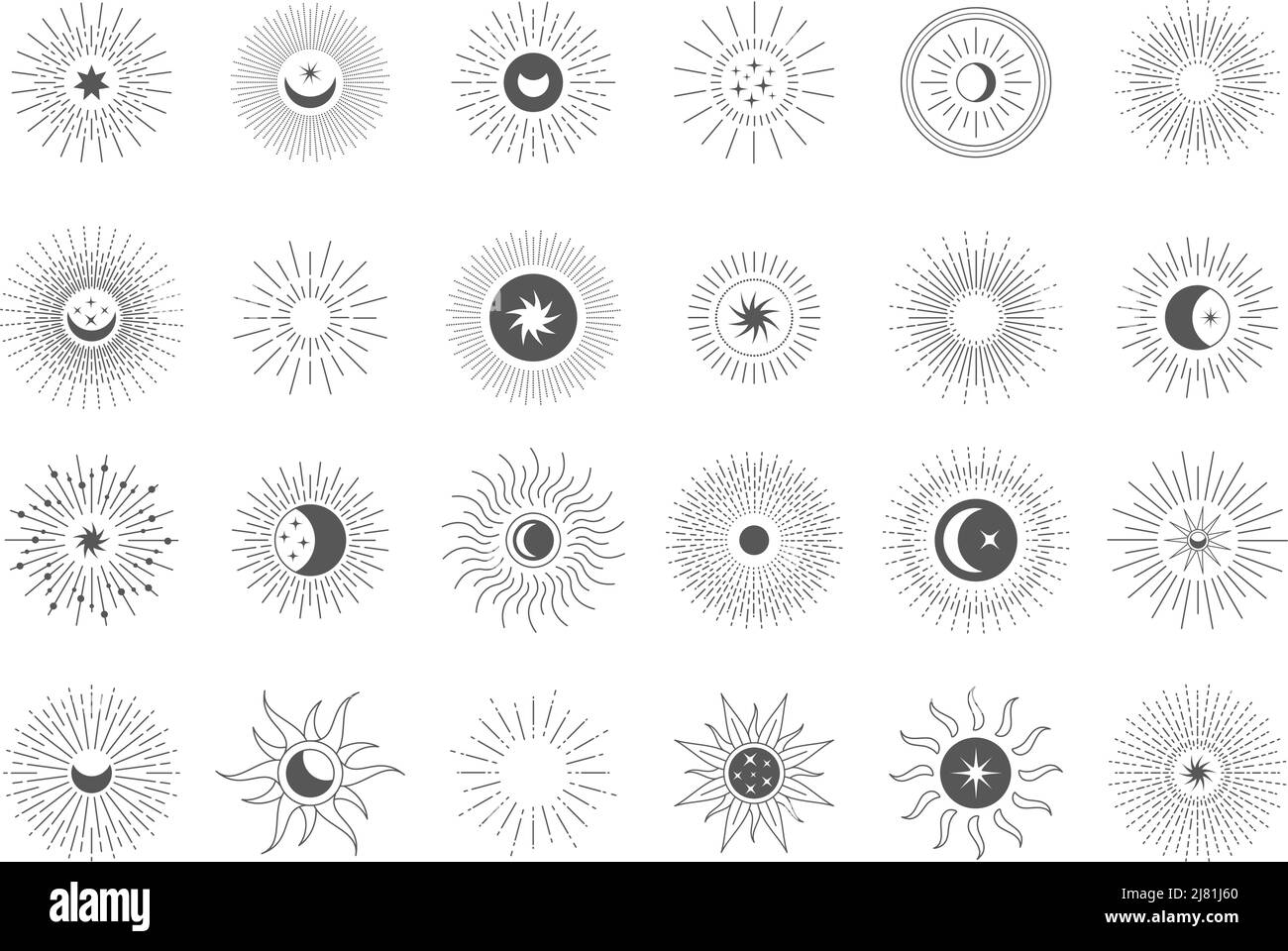 Sun line logo. Bohemian decorative symbol for logo, emblem and banner ...