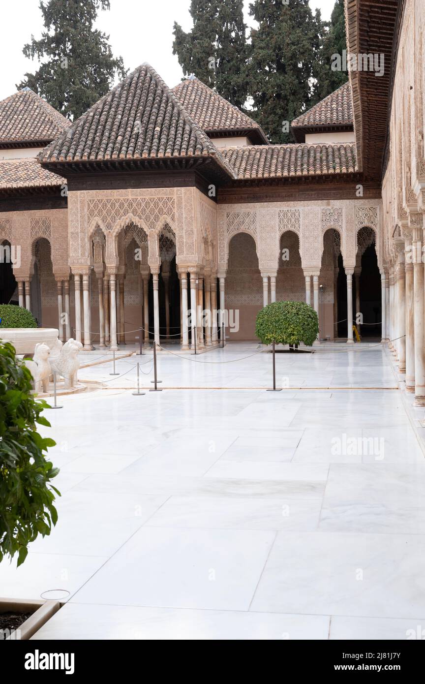 Old walls and buidings of medieval fortress Alhambra, Granada ...