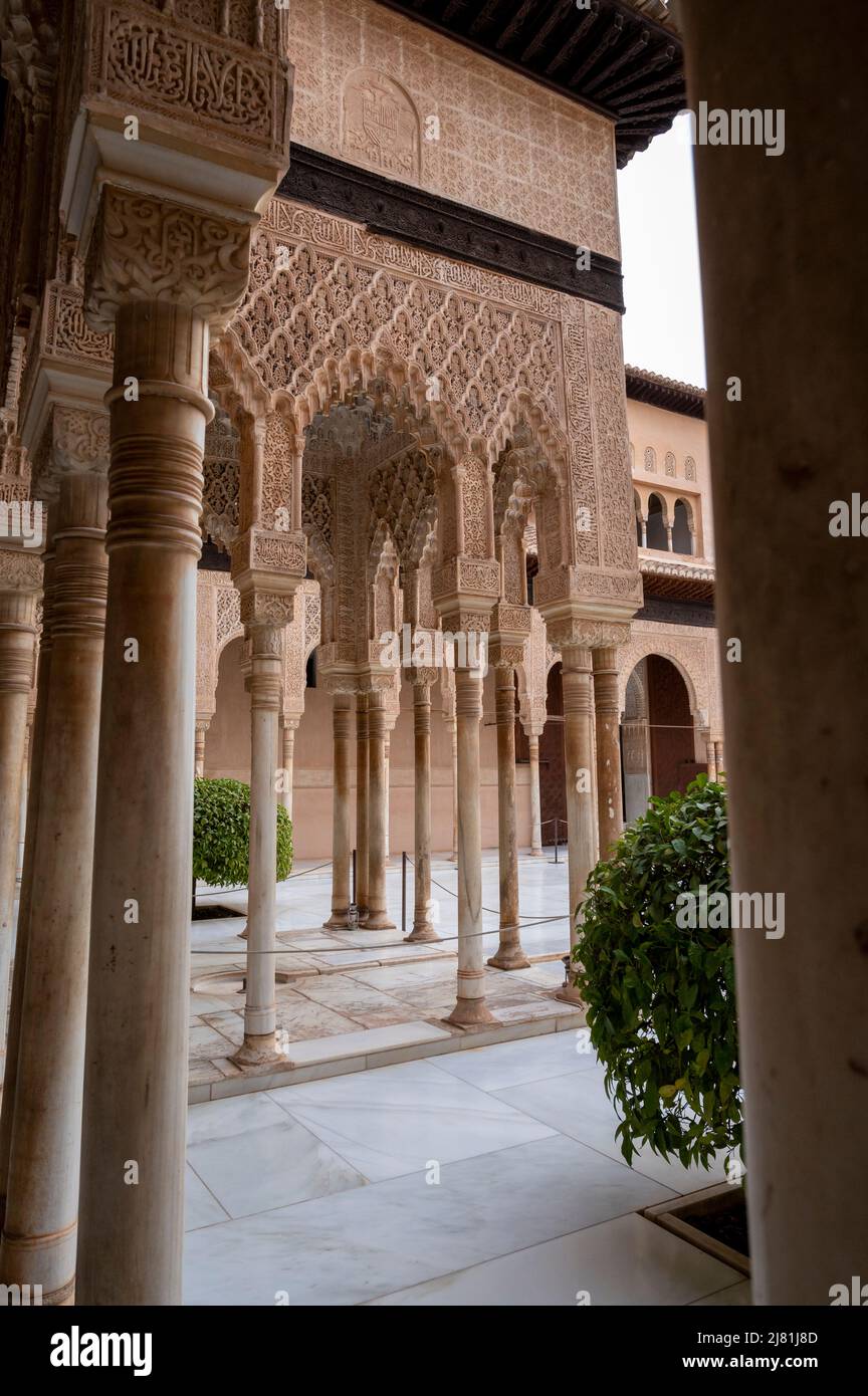 Old walls and buidings of medieval fortress Alhambra, Granada ...