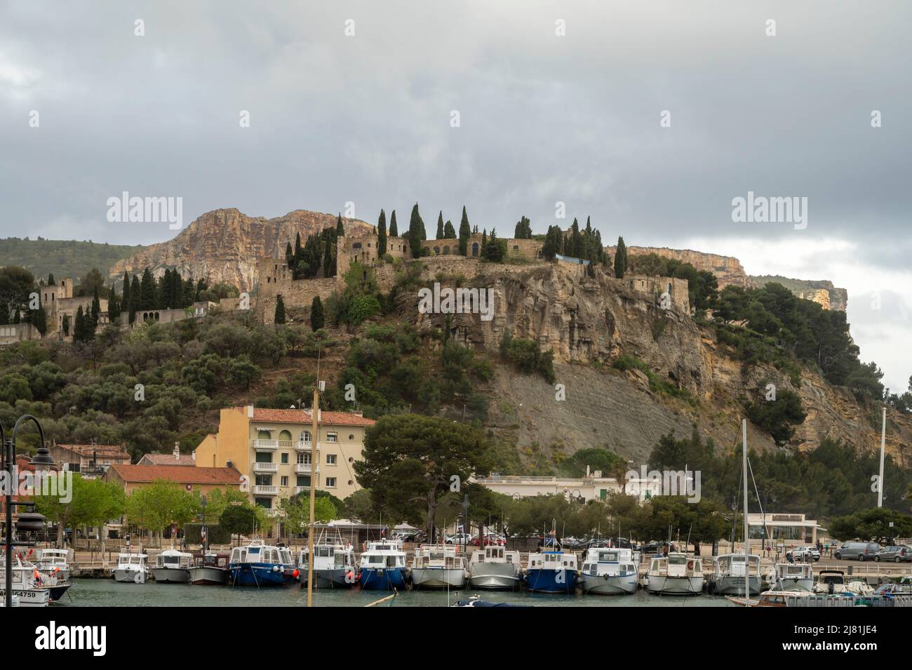 Rainy day in april in South of France, view on old fisherman's port ...