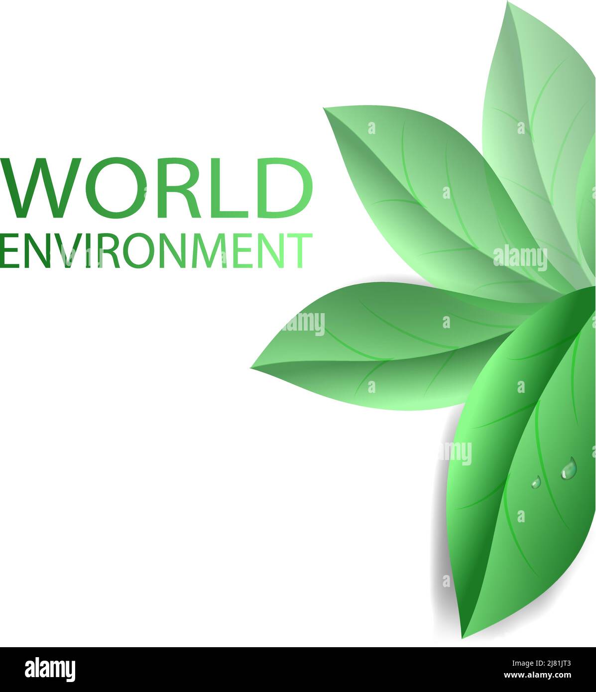 Environmental Concept. Dimensional green leaves in the shape of a ...