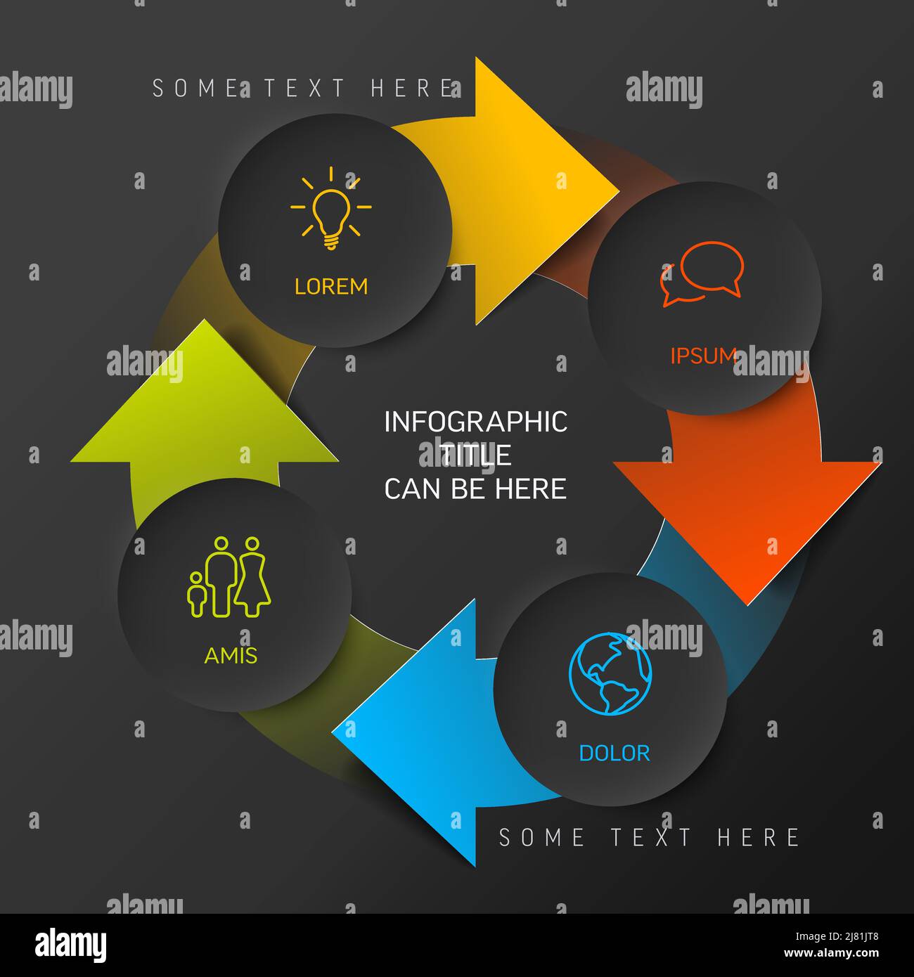 Vector progress cycle steps template with descriptions, icons and ...