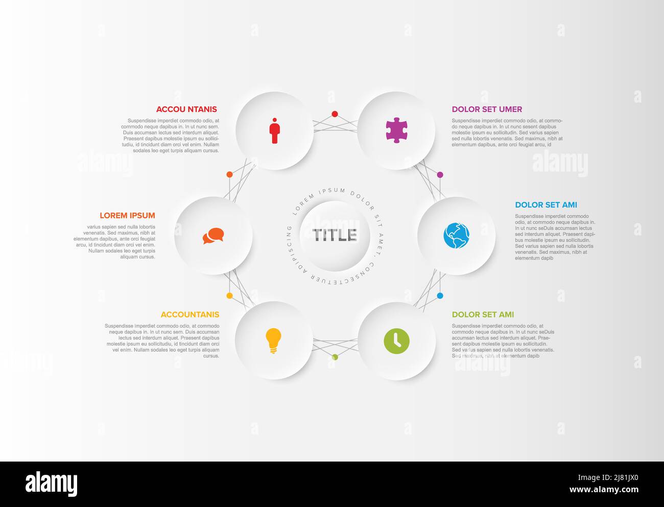 Vector multipurpose Infographic template with title and six elements ...