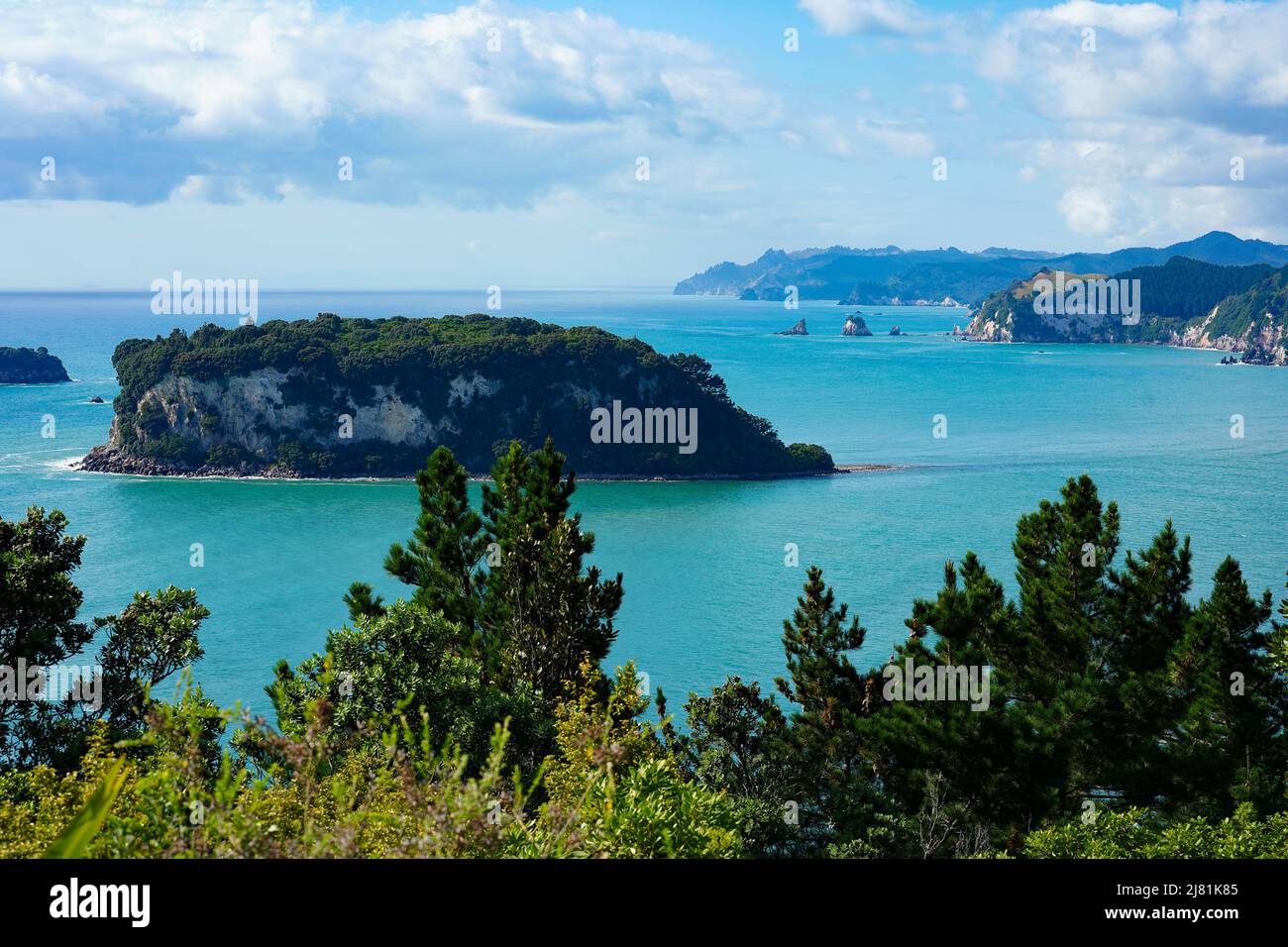 View of Whangamata, a popular beach holiday destination in the ...