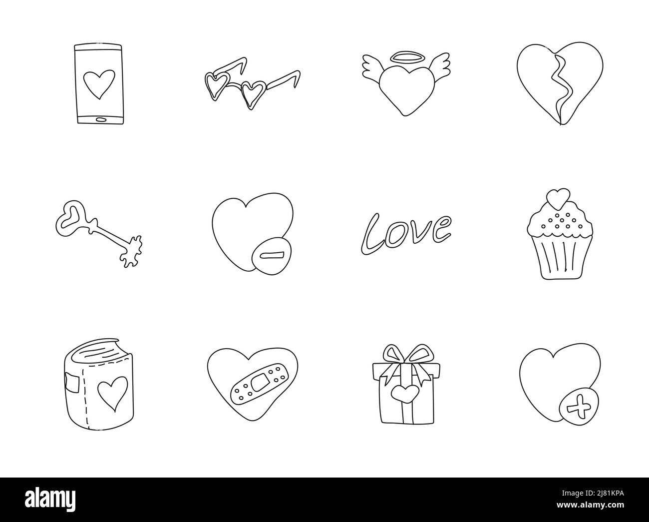 Set love letter vector Black and White Stock Photos & Images - Alamy