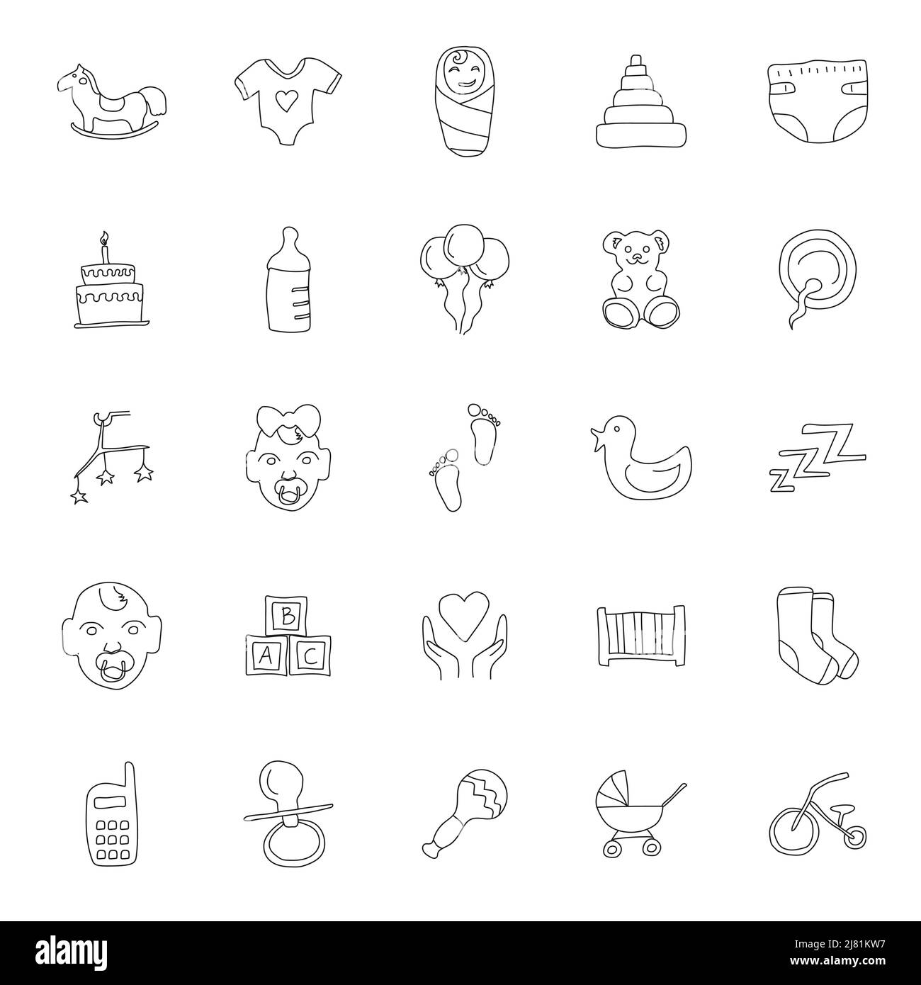baby hand drawn linear doodles Stock Vector Image & Art - Alamy