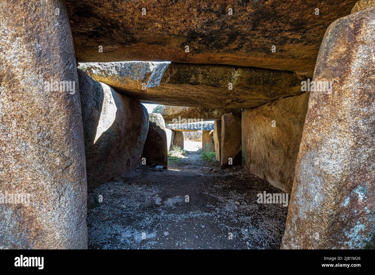 Dolmen of Lacara, funeral chamber. Ancient megalithic building near La ...