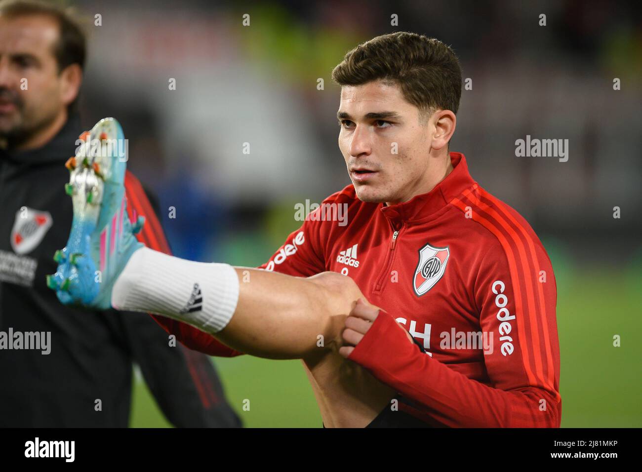 Julian Alvarez of River Plate warms up before the 2022 Copa de la Liga ...
