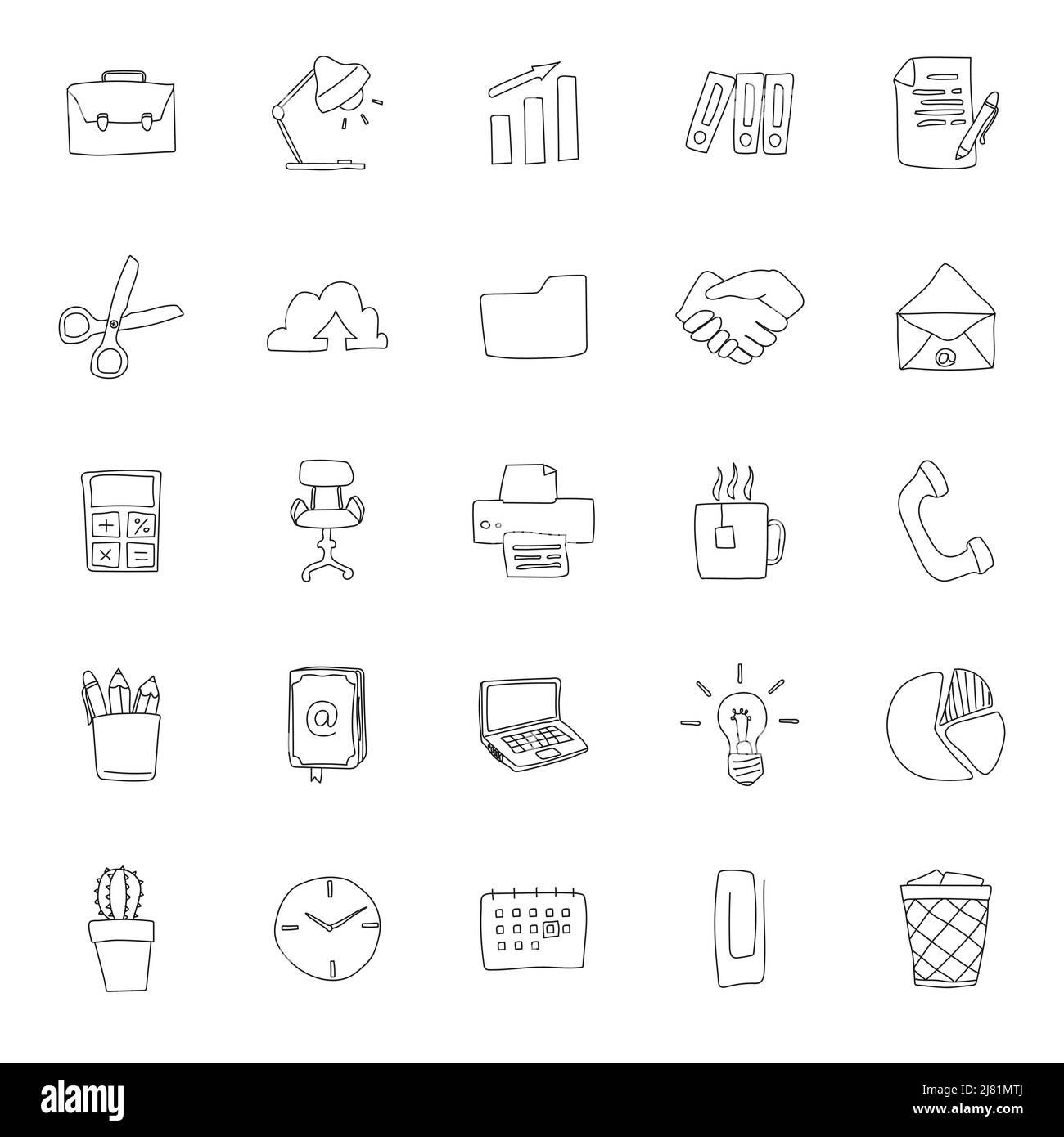 office hand drawn linear doodles Stock Vector Image & Art - Alamy