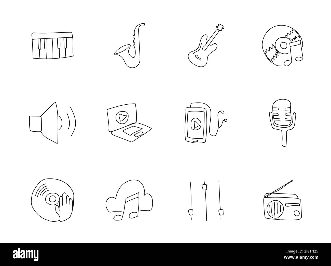 music doodles isolated on white Stock Vector Image & Art - Alamy