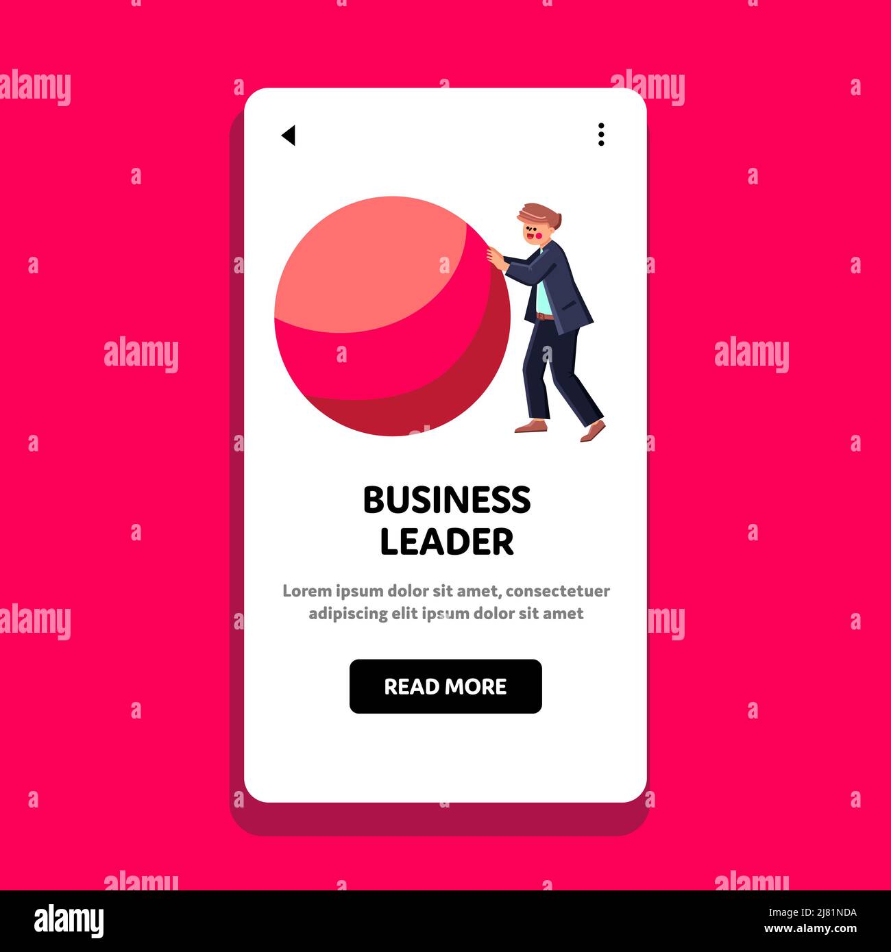 Business Leader Man Pushing Sphere Process Vector Stock Vector Image ...