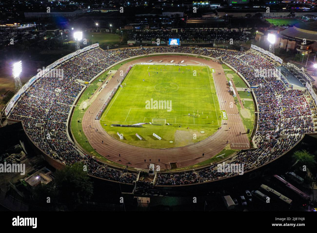 Aerial view of the Hereo de Nacozari Stadium with a sold-out crowd of ...