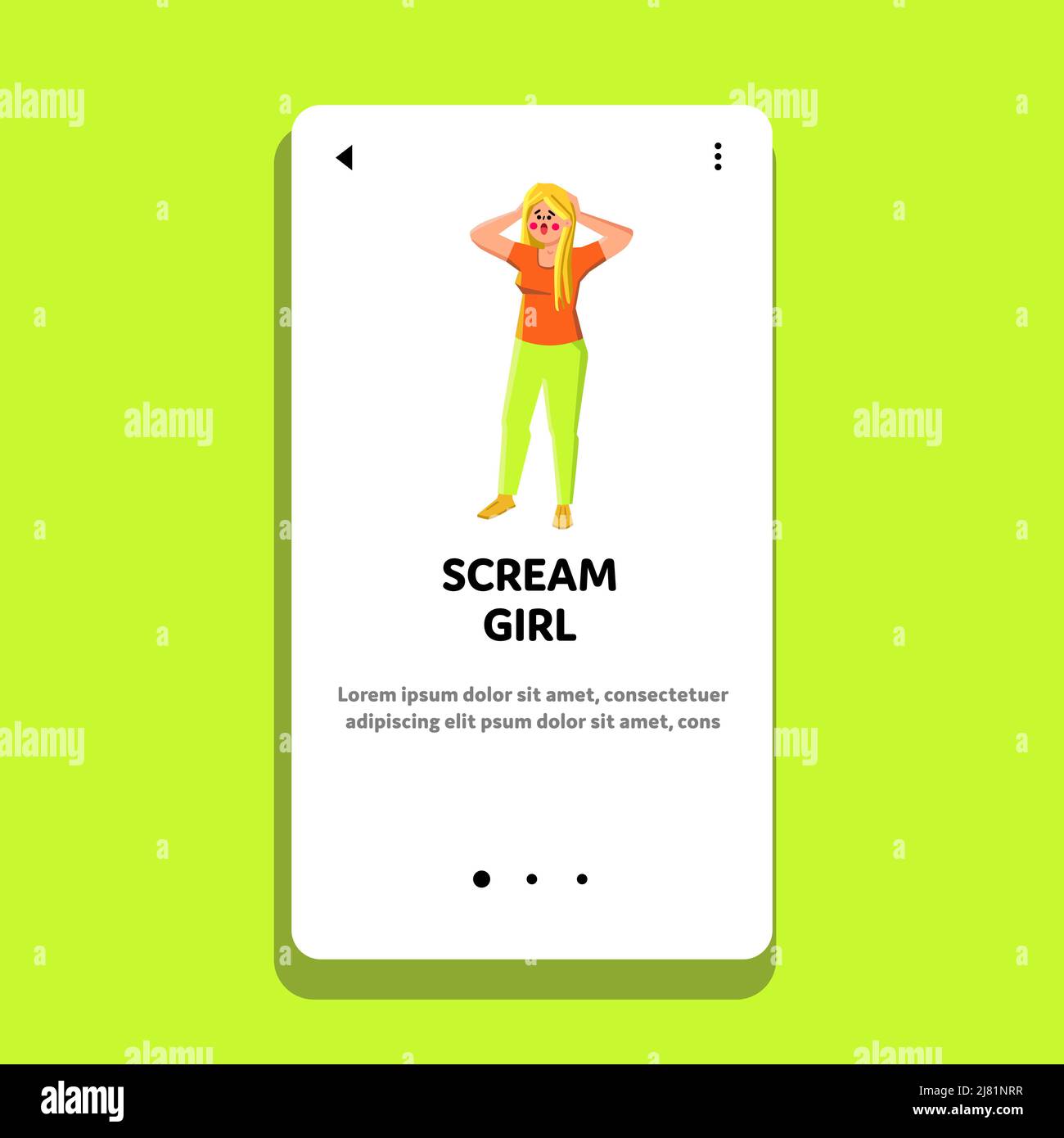 Scream Girl Looked Catastrophe Or Accident Vector Stock Vector Image ...