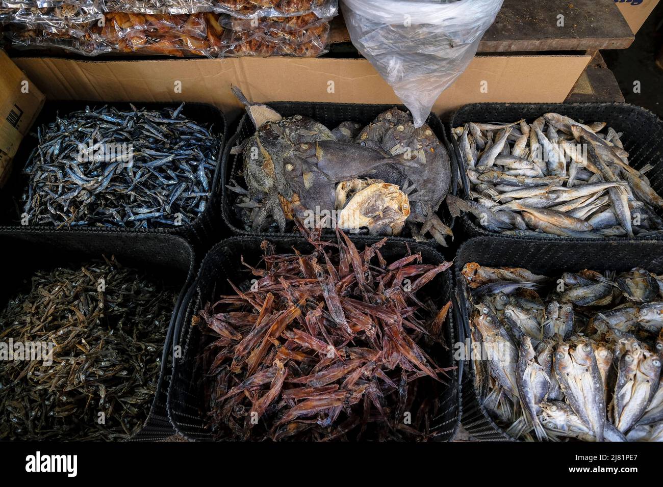 Detail of a stall selling fish in the San Jose market in Occidental ...